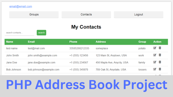 Php Address Book Project With Mysql Database