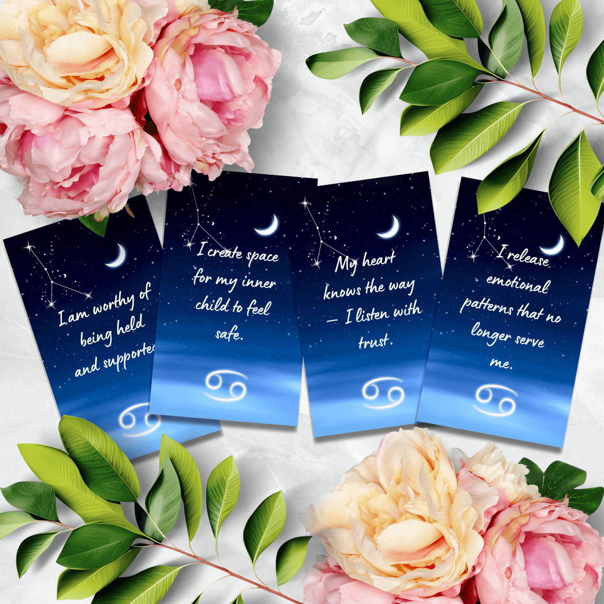 Cancer Season Affirmation Deck – 31 Printable Zodiac Cards