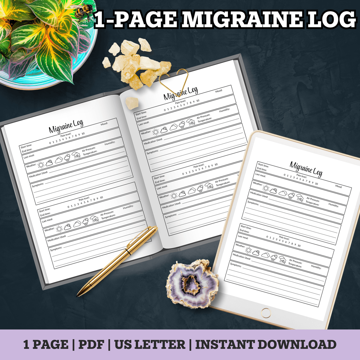 Printable Migraine Log Tracker