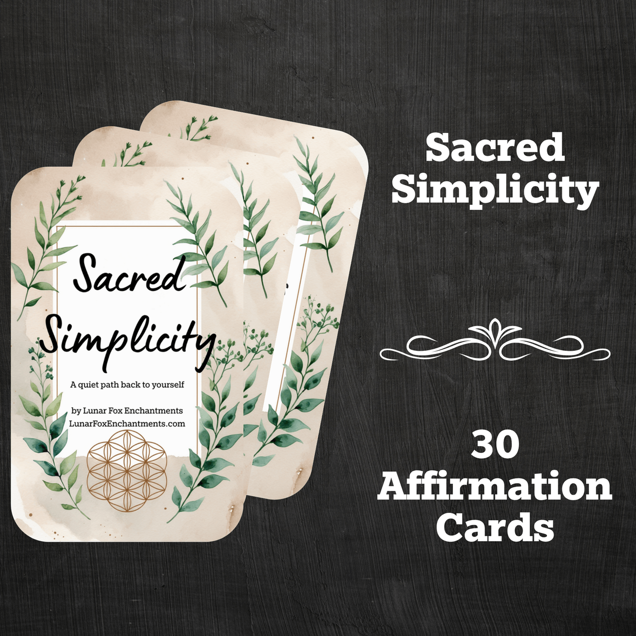 Sacred Simplicity Affirmation Cards – 30 Minimalist Daily Quotes,
