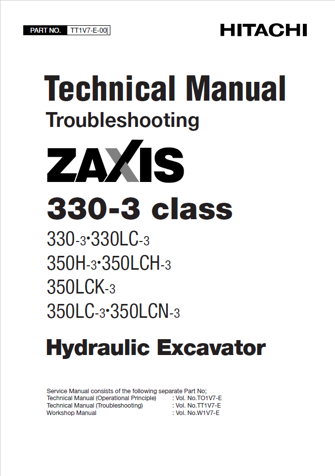 Hitachi ZAXIS ZX330-3 class, ZX350H-3,ZX350LCK-3,350LC-3 Technical ...