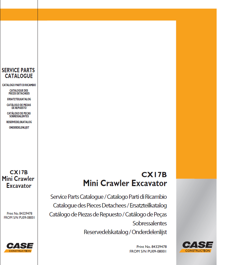 CASE Construction CX17B from S/N PU09-08001 Mini Crawler Excavator ...