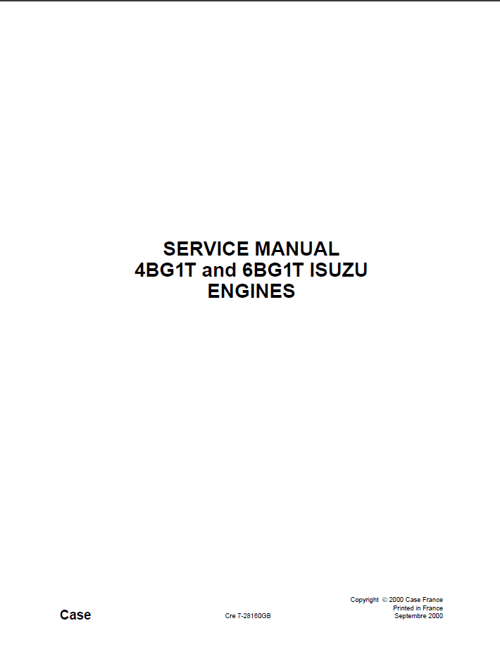 Isuzu 4BG1T and 6BG1T Diesel Engines Service Manual 7-28460 English