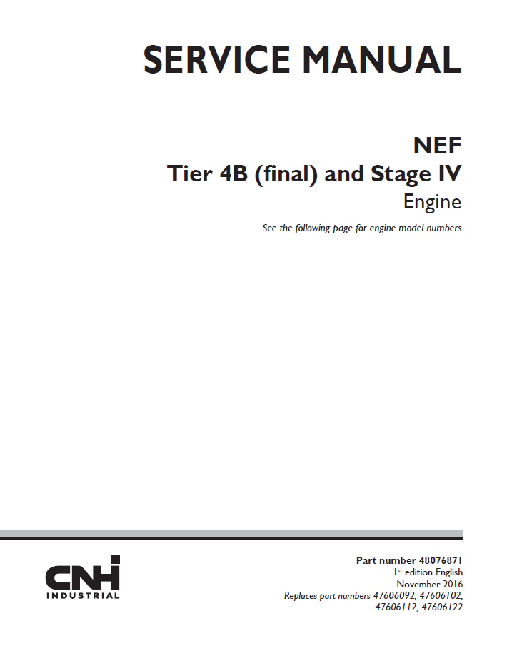CNH Industrial NEF Tier 4B (final) and Stage IV Diesel Engine Service ...
