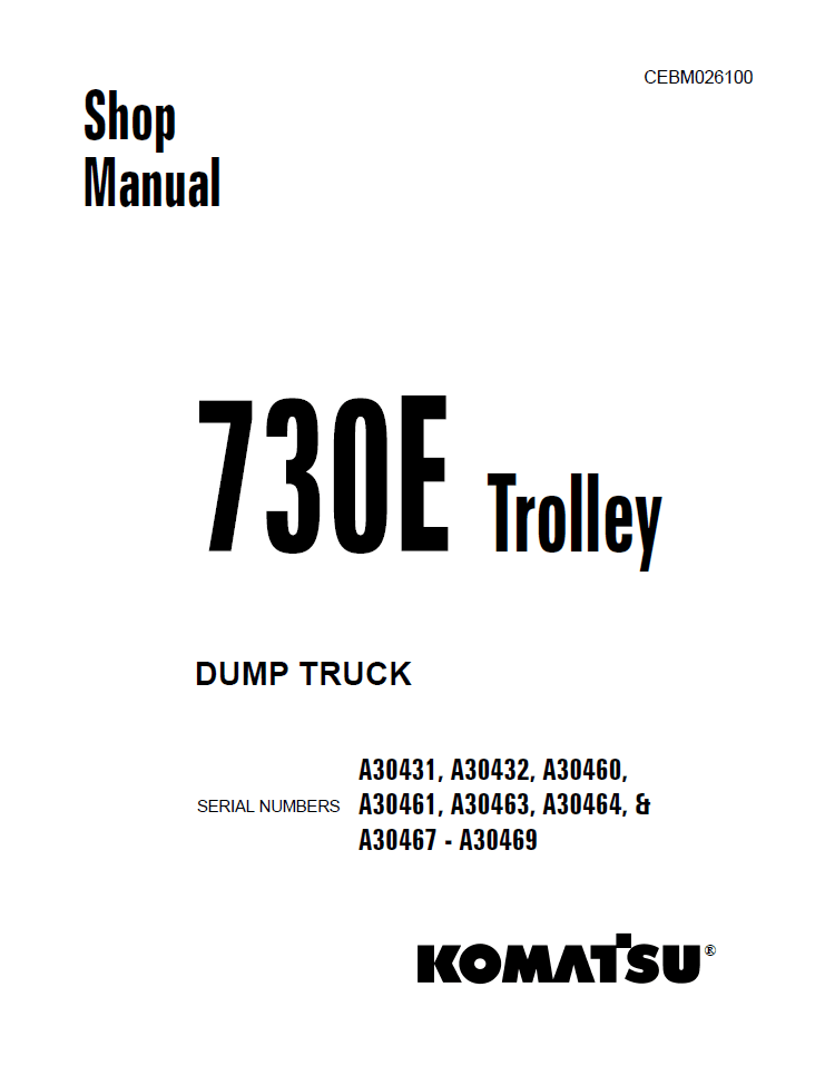 Komatsu Shop Manual 730E Various Serial Numbers Dump Truck with Trolley ...