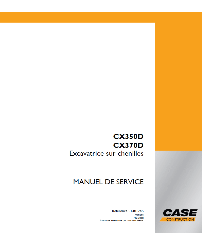 CASE CE CX350D, CX370D Tier 4 Final EU Excavatrice sur chenilles MANUEL ...