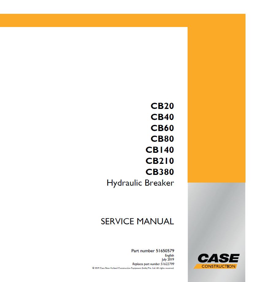 CASE CB20, CB40, CB60, CB80, CB140, CB210, CB380 Hydraulic Breaker ...