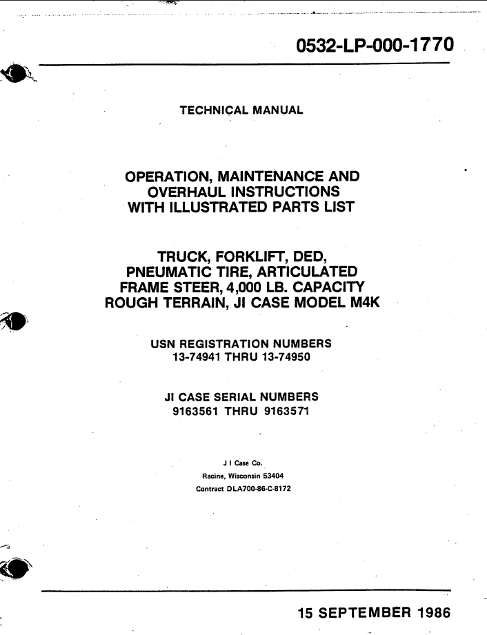 M4K Fork lift Truck OPERATION MAINTENANCE AND OVERHAUL INSTRUCTIONS ...