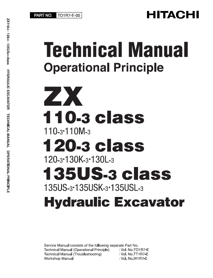 Hitachi ZX110-3 class, 120-3 class, 135US-3 class Technical Manual ...