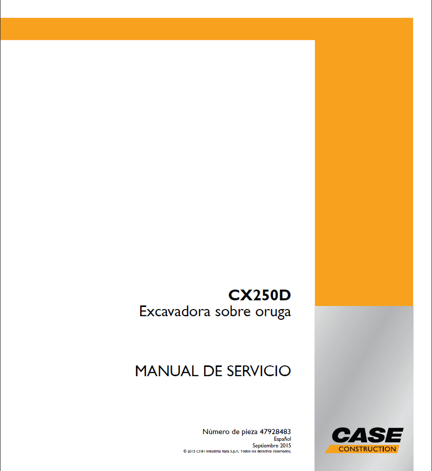 CASE Construction CX250D Europe Excavadora sobre oruga MANUAL DE ...