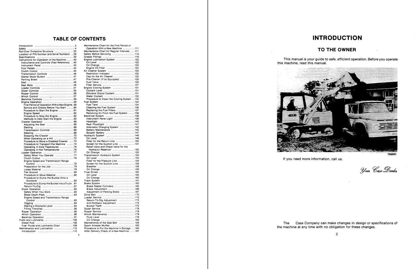 CASE Construction 450B, 455B Crawler Dozer Loader Operators Manual 9 ...