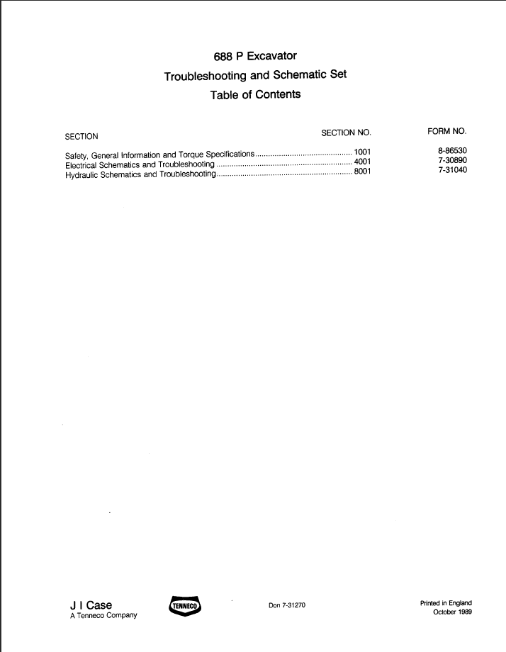 CASE Poclain 688P Wheeled Excavator Troubleshooting and Schematic Set ...