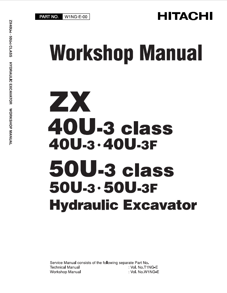 Hitachi ZAXIS ZX40U-3, 40U-3F class, ZX50U-3, 50U-3F class Excavator ...