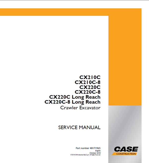 CASE CX210C, CX210C-8, CX220C, CX220C-8 Long Reach CHI