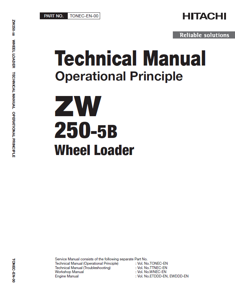 Hitachi ZW250-5B Wheel Loader Technical Manual (Operational Principle ...
