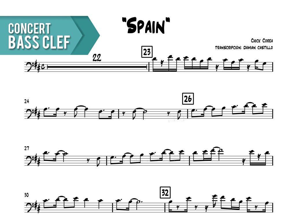 Chick Corea - "Spain" - Concert Bass Clef
