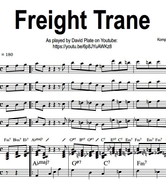 FREIGHT TRANE (4 Guitars Blockvoicing), Score (no TABs) by David Plate.pdf