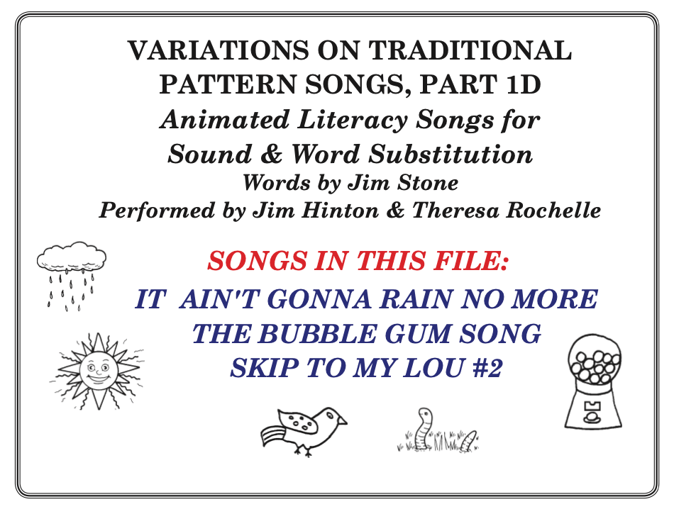 Pattern Songs For Sound & Word Substitution, Part 1D