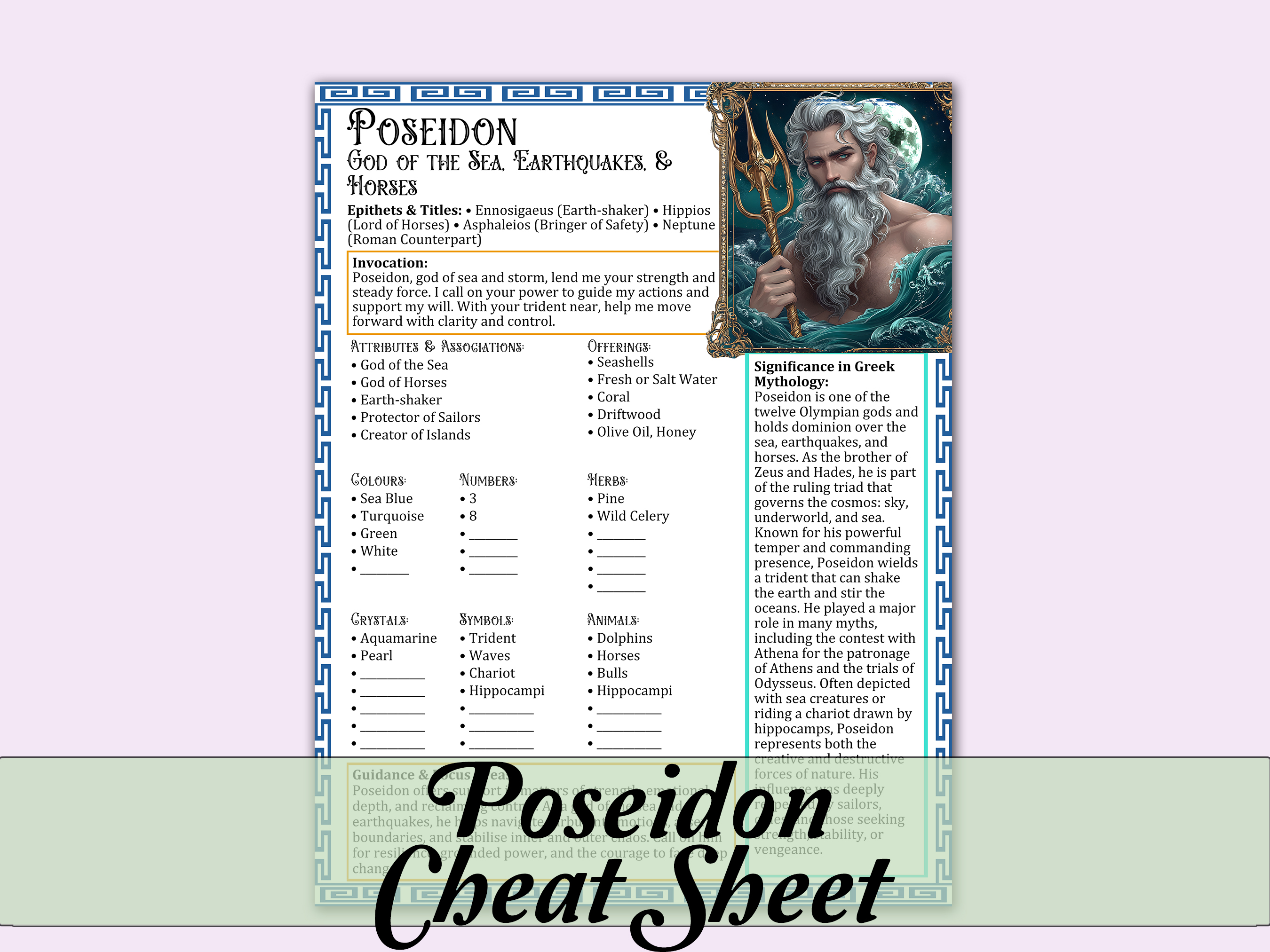 Deity Cheat Sheets