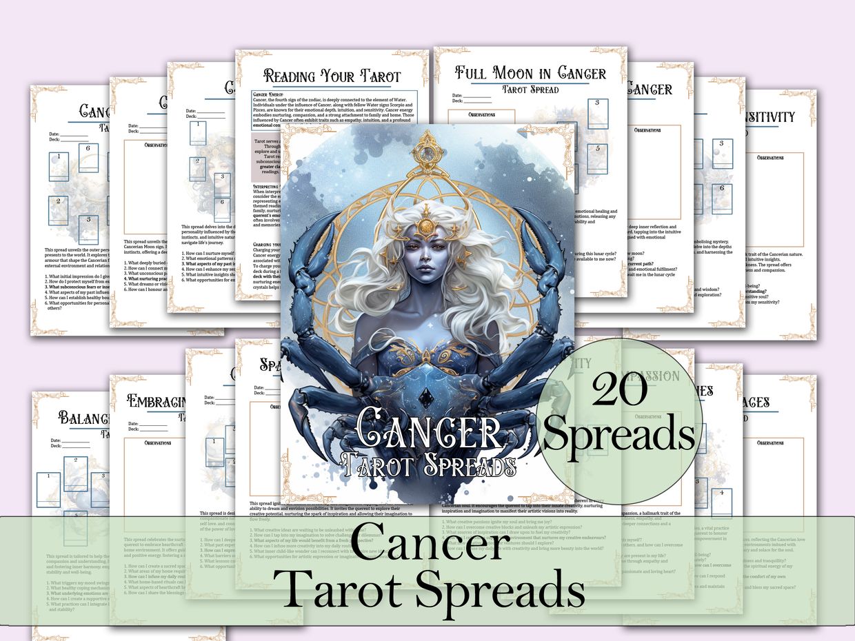 Cancer Tarot Spread Journal + Guide