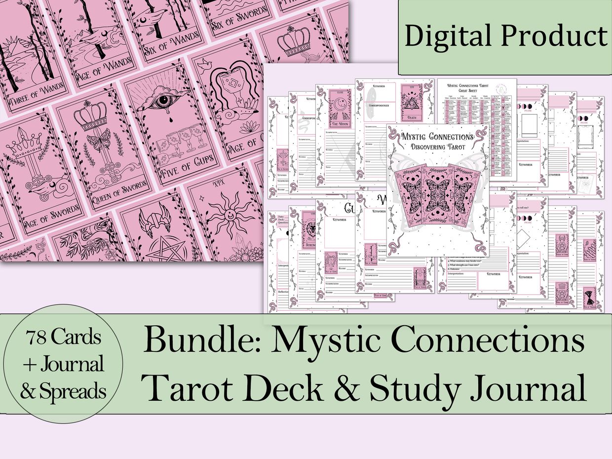 Mystic Connections Printable Tarot Deck + Journal Bundle