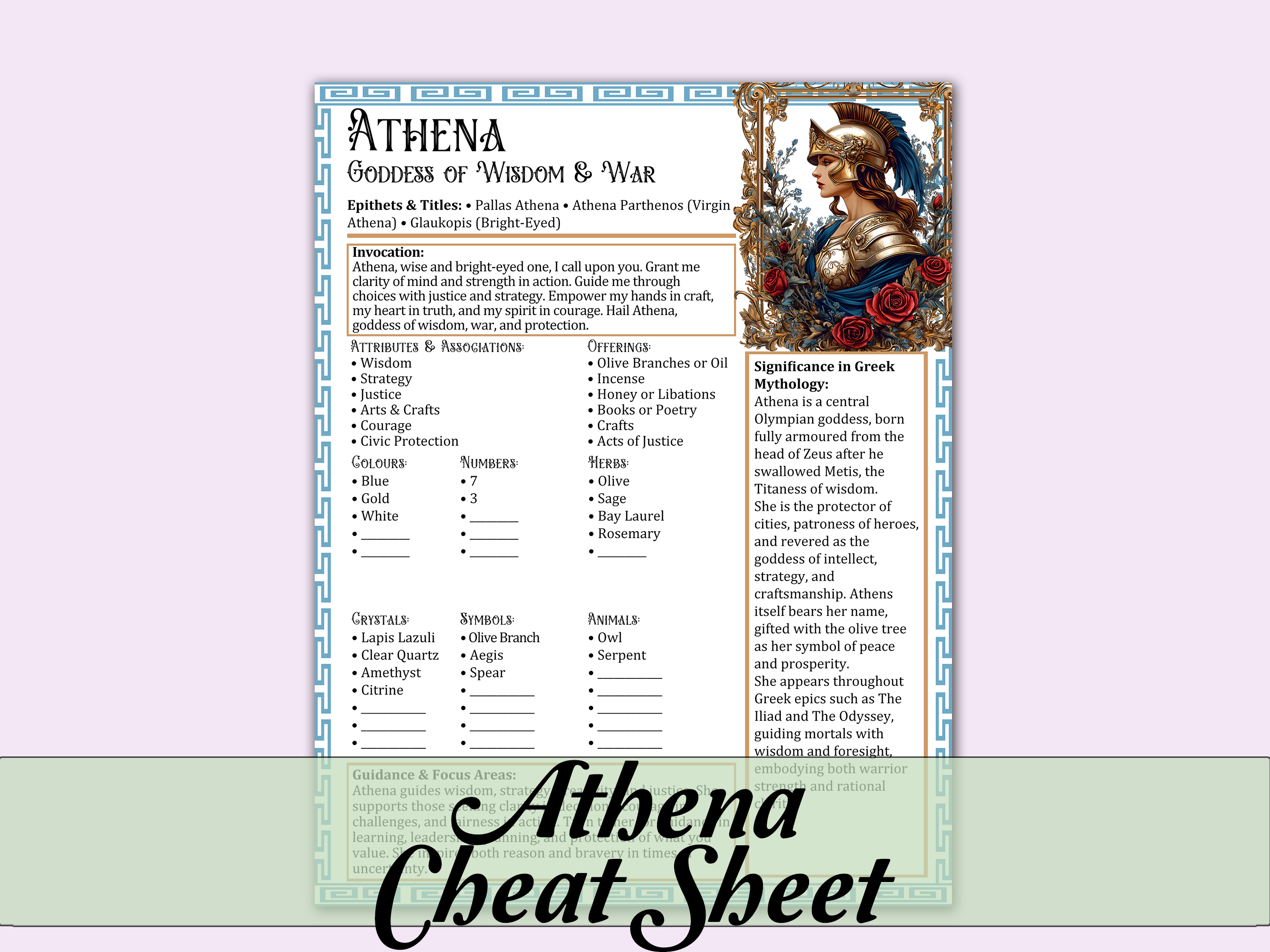 Deity Cheat Sheets