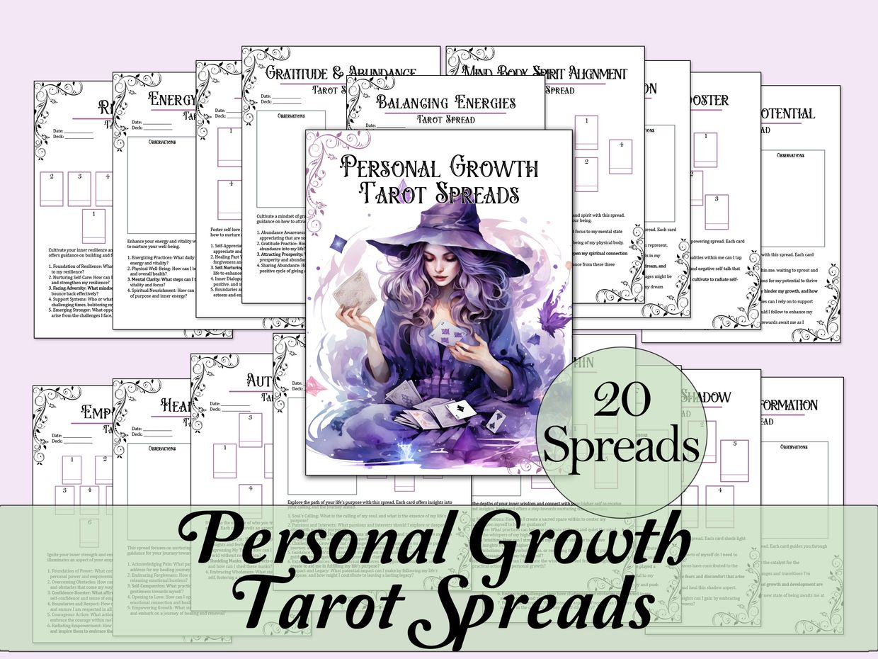 Self Discovery & Personal Growth Tarot Spread Journal + Guide