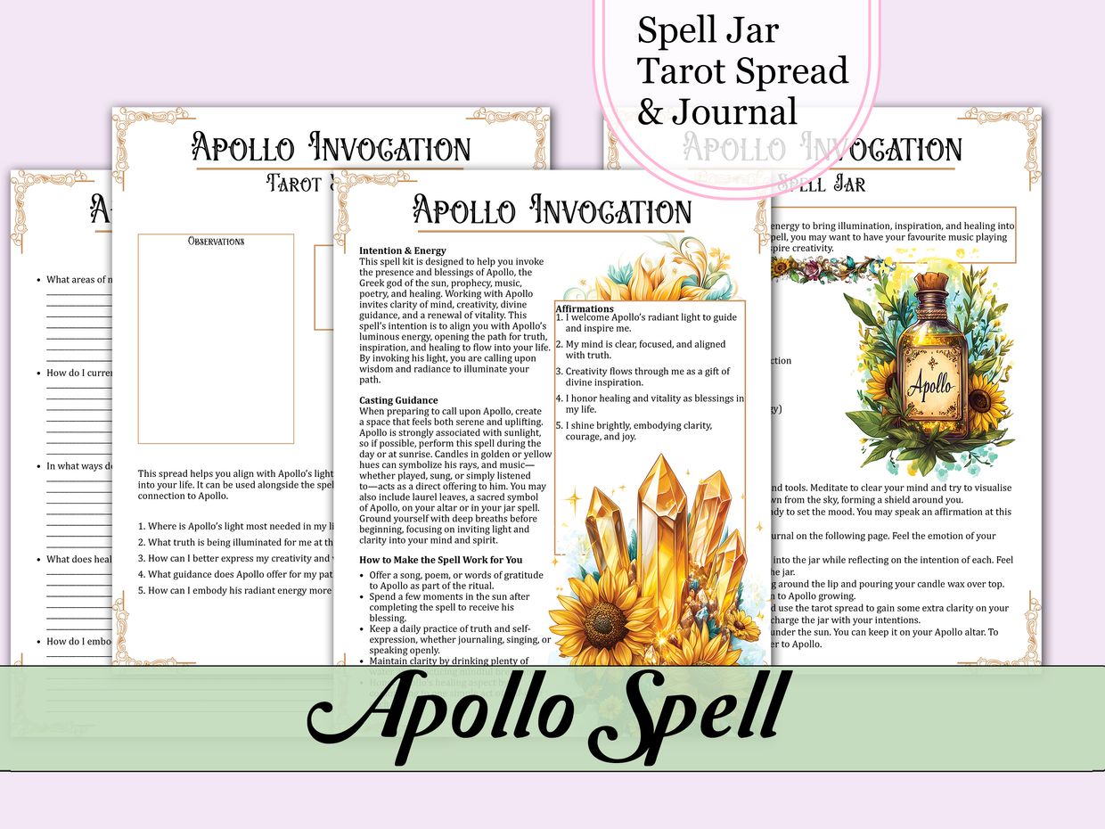 Apollo Spell Kit | Greek God of The Sun, Music, Prophecy, & Healing