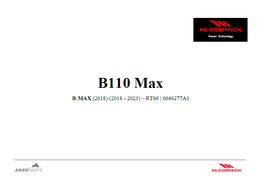 Repair & Maintain Your B110 Max – Certified McCormick Parts Catalog