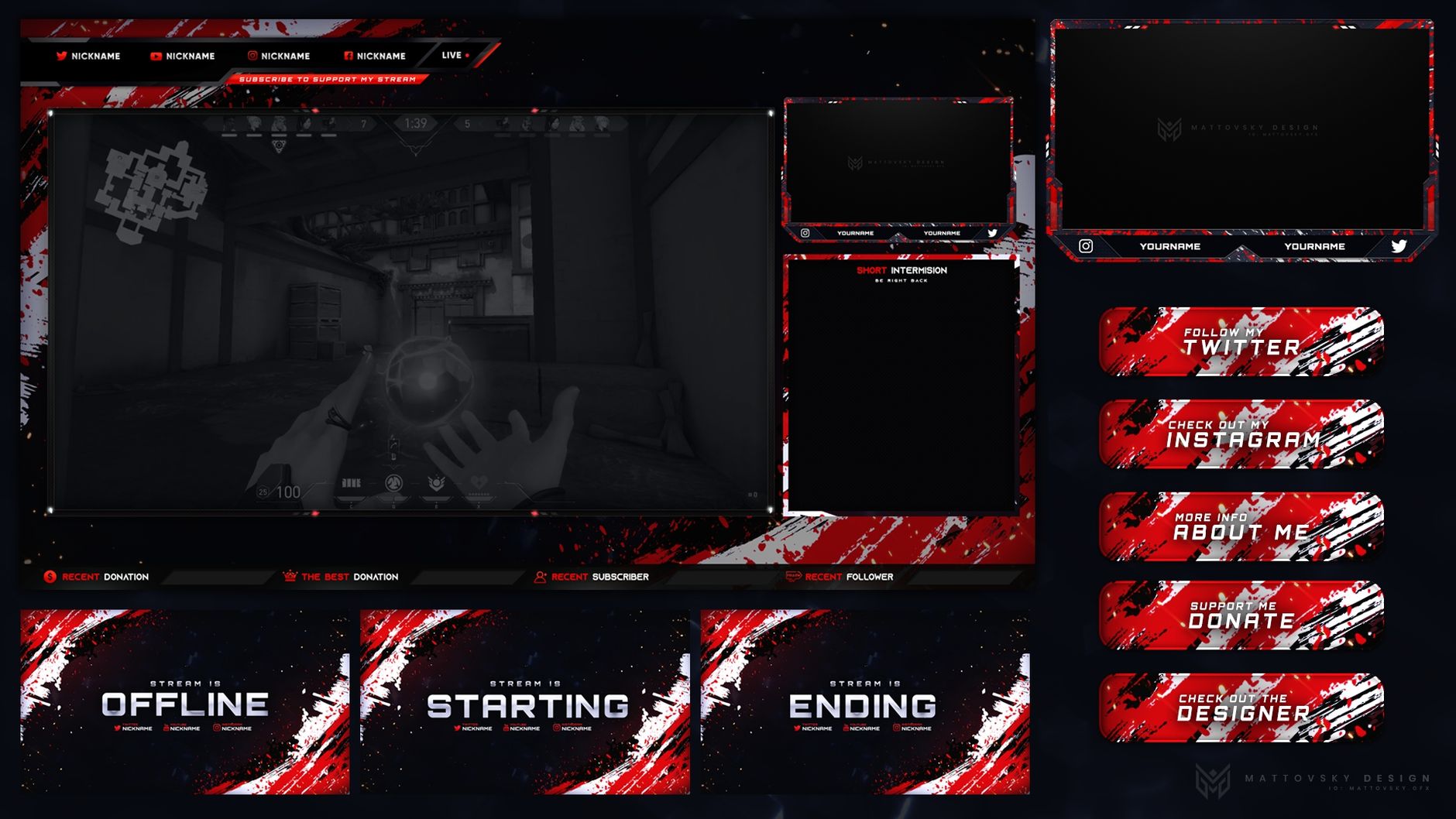 BLUE & ORANGE FULL TWITCH STREAM OVERLAY