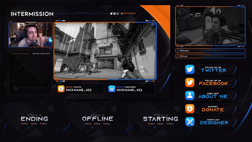 FULL STREAM OVERLAY TEMPLATE - 1 Click color change!