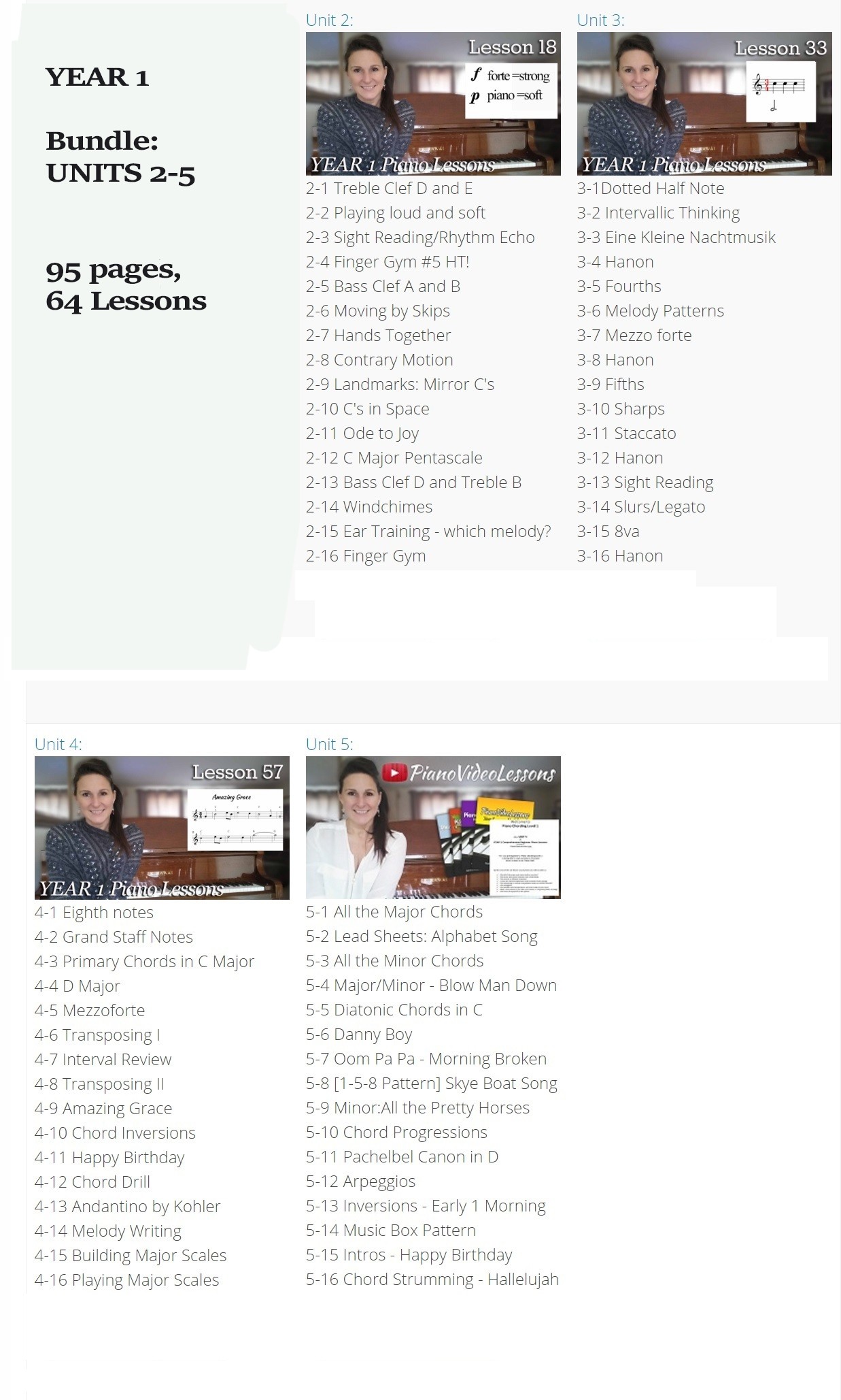 YEAR 1 Units 2-5 Bundle, 95 pages, 64 Lessons