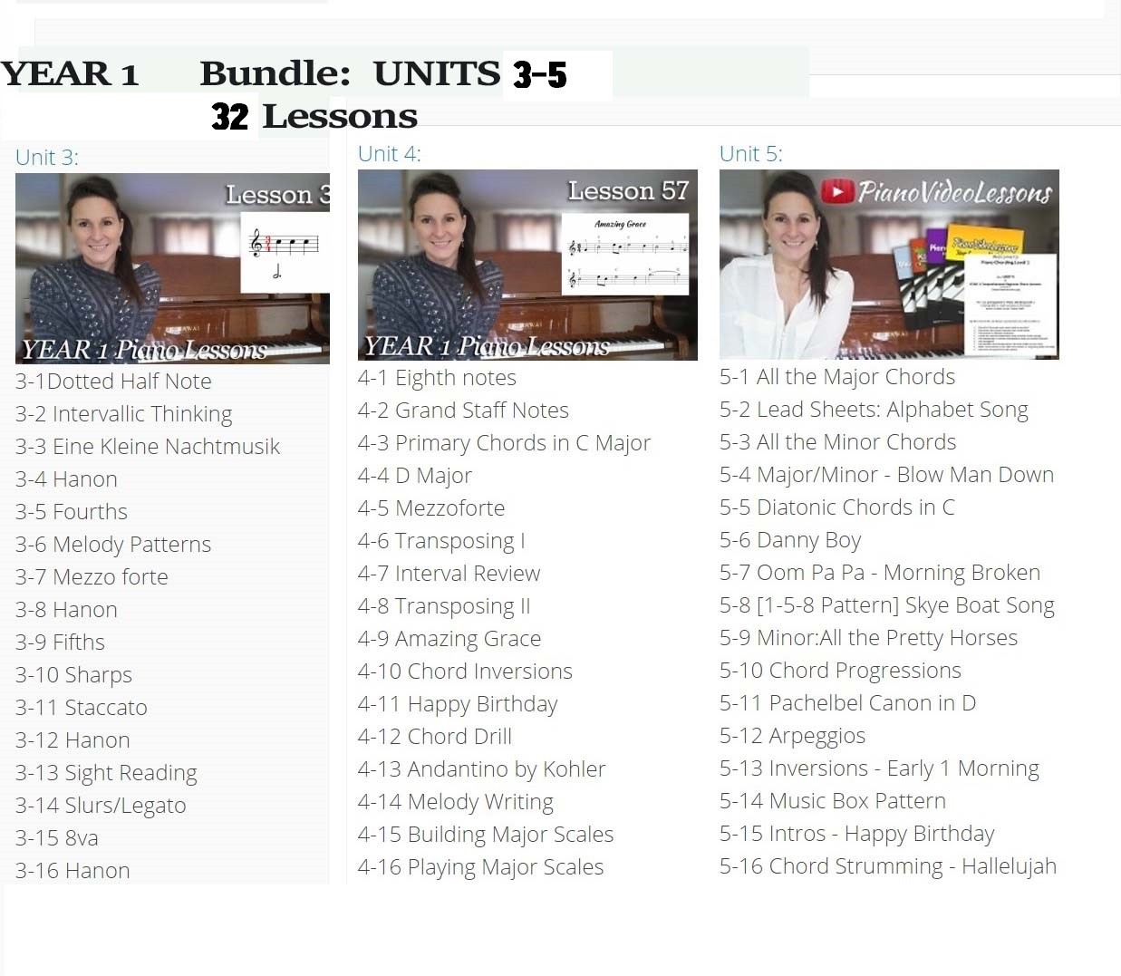 Year 1 - Units 3-5 Bundle, 48 lessons