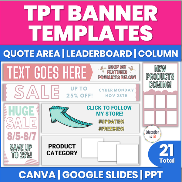 Bundle of TpT Banner Templates