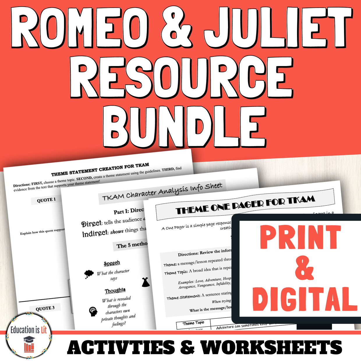 Bundle of Romeo and Juliet Worksheets & Activities