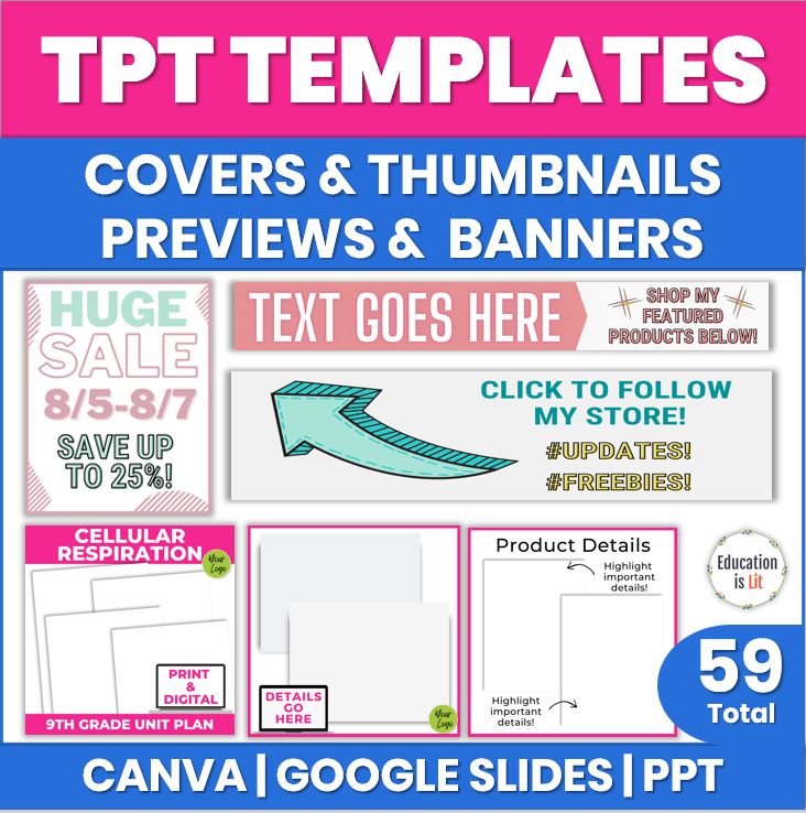 Bundle of TpT Listing and Banner Templates