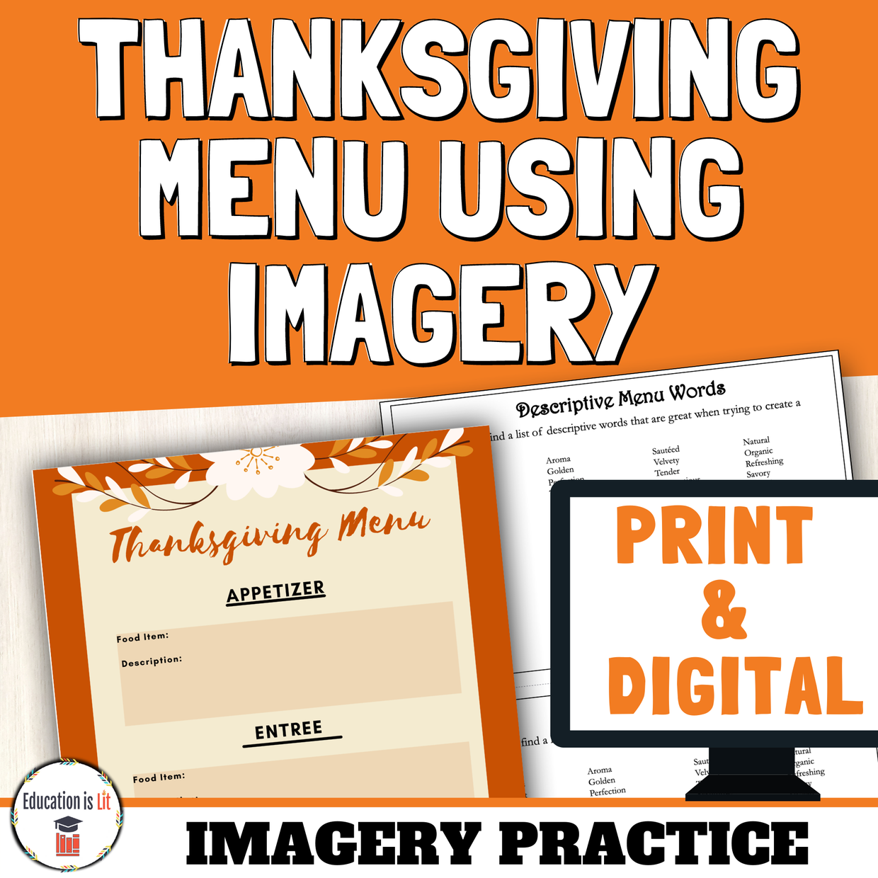 Thanksgiving Menu Using Imagery Activity