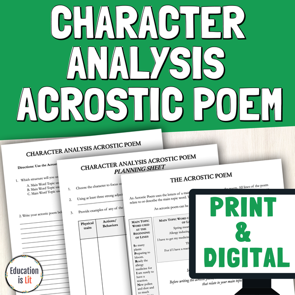 Acrostic Poem for Analyzing Characters