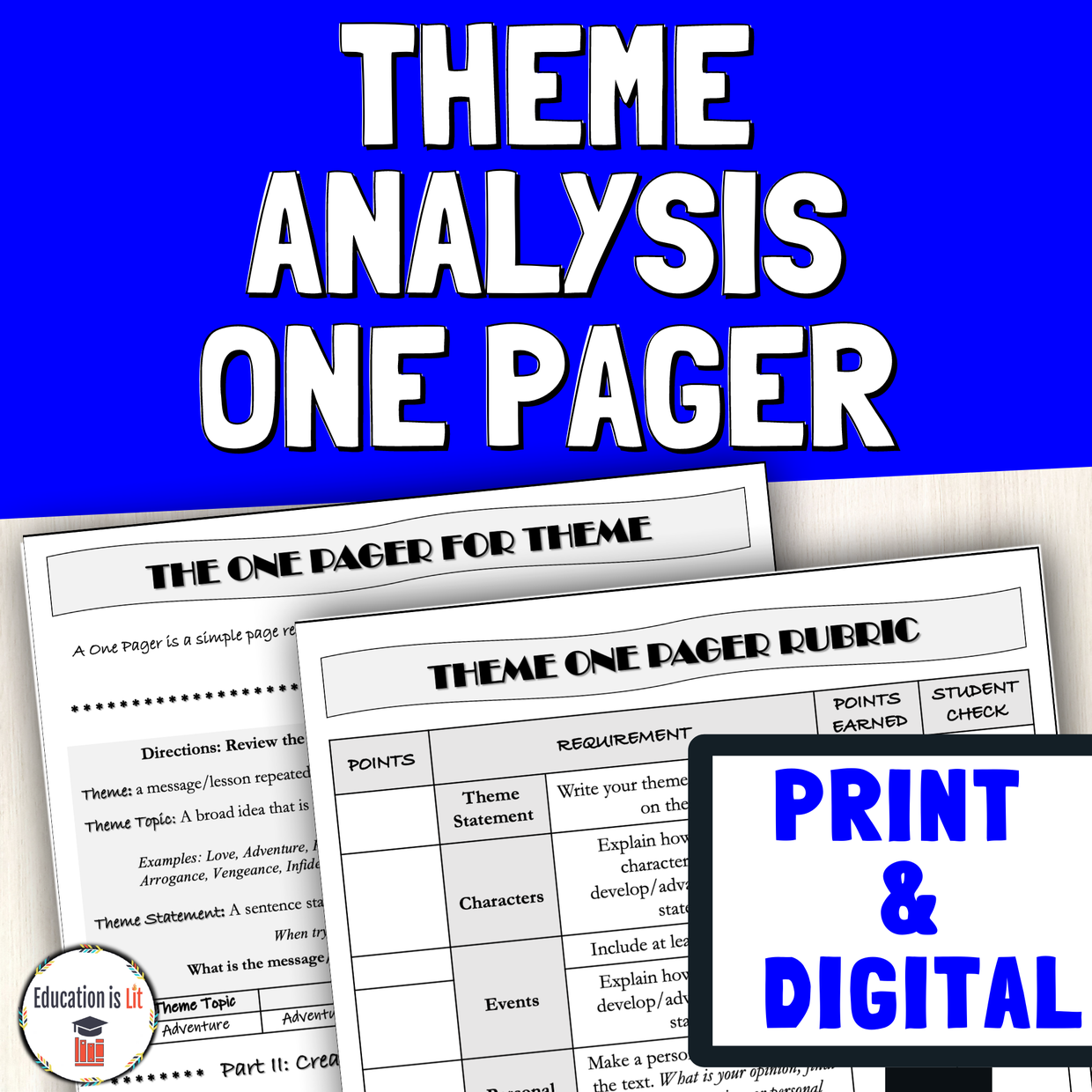 One Pager Template for Theme Analysis