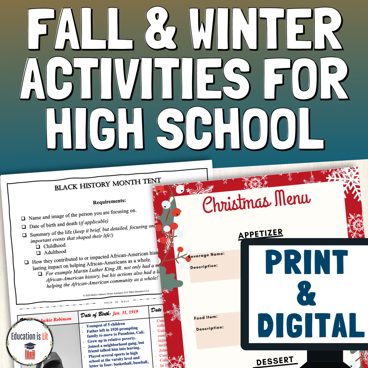Bundle of Fall and Winter Holiday Activities and Lesson Plans