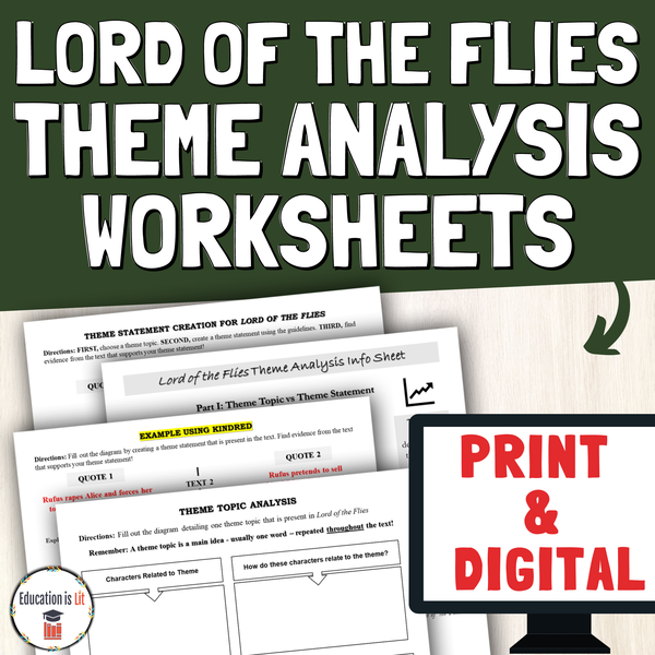 Lord of the Flies Theme Analysis Worksheets