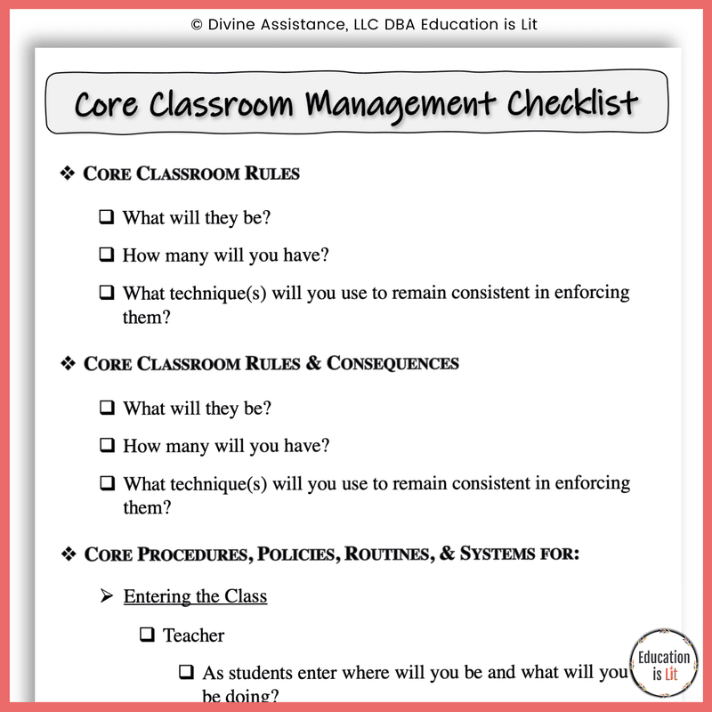 Classroom Management Checklist