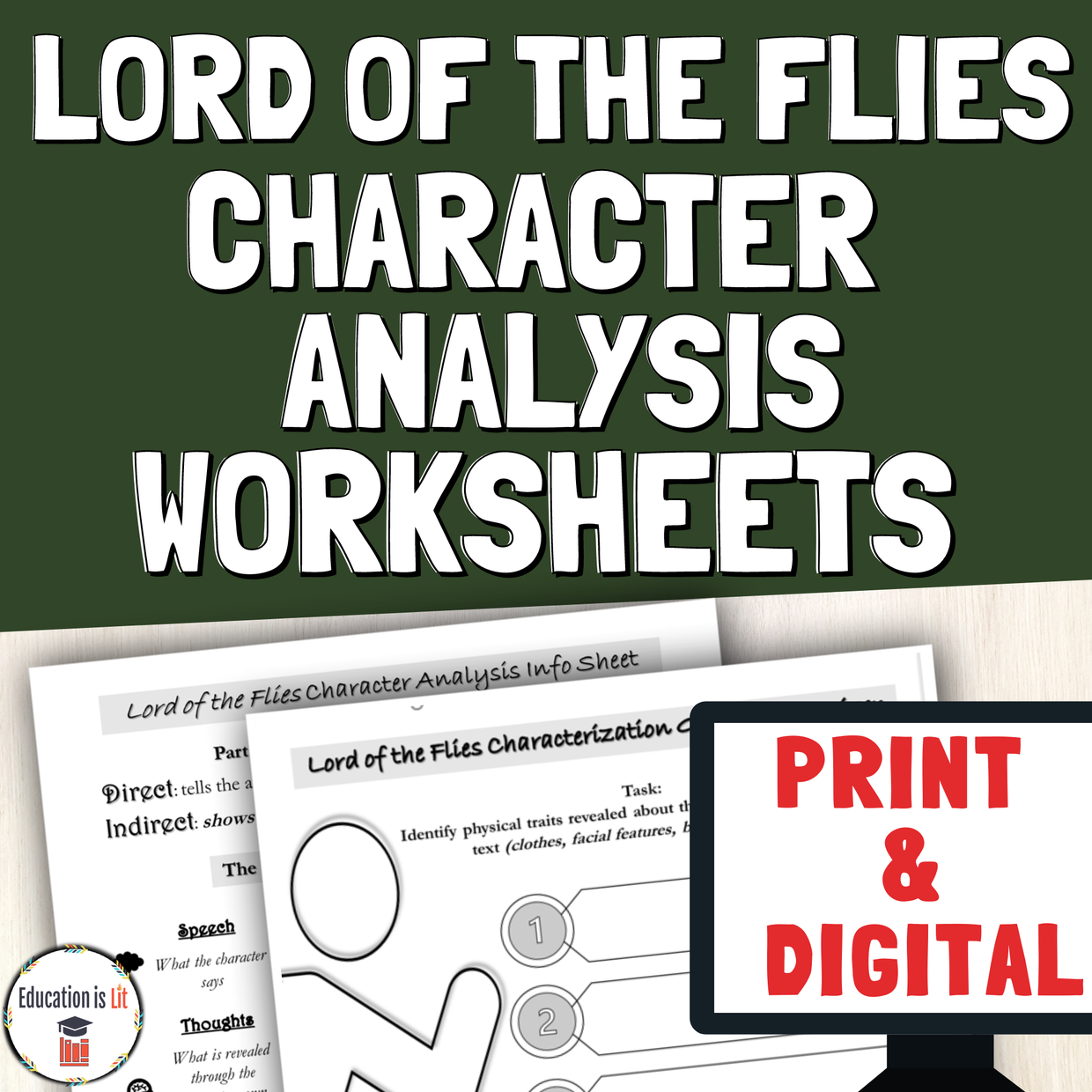 Lord of the Flies Character Analysis Worksheets