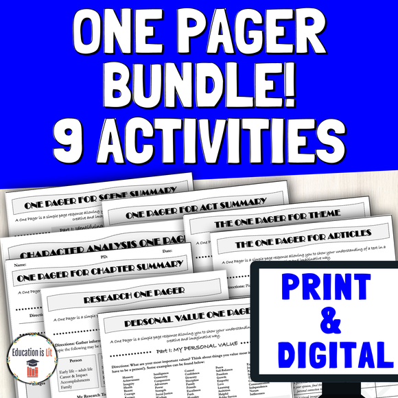 One Pager Activities