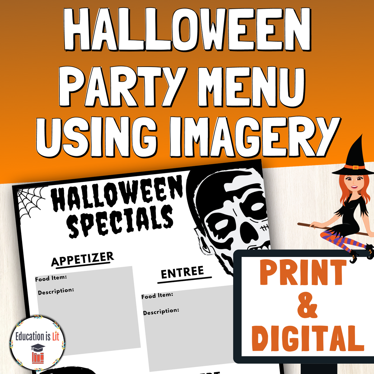 Halloween Lesson Plan - Halloween Party Menu Using Imagery
