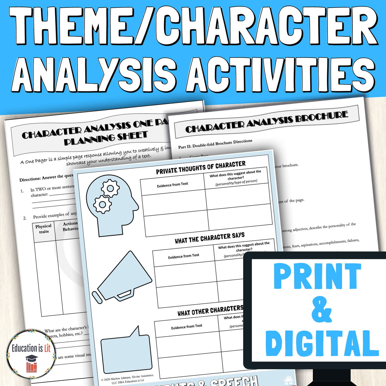 Bundle of Activities for Theme and Character Analysis