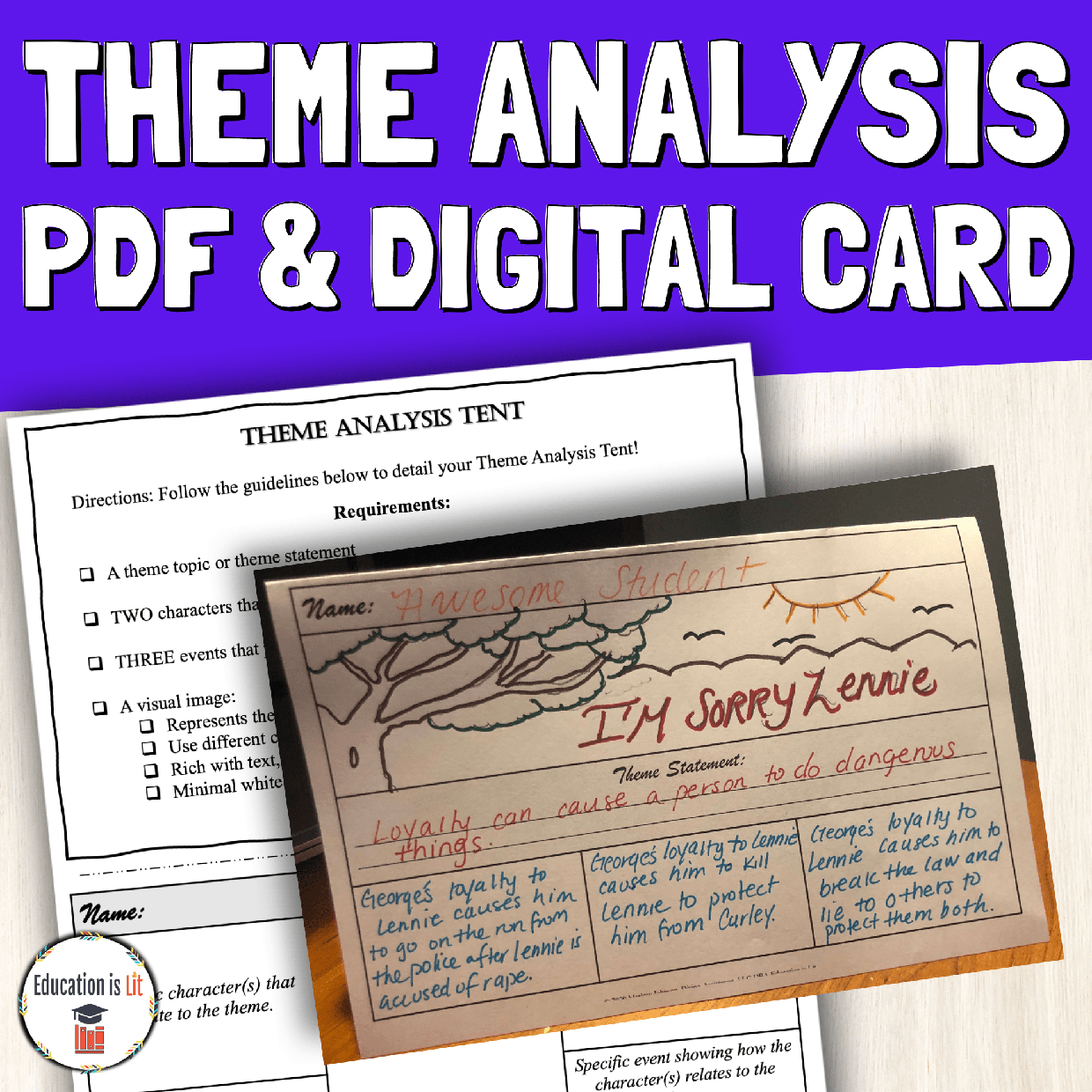 Theme Analysis Activity - Print & Digital Card