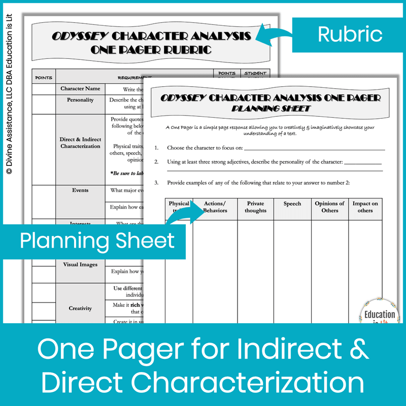 The Odyssey One Pager Activities