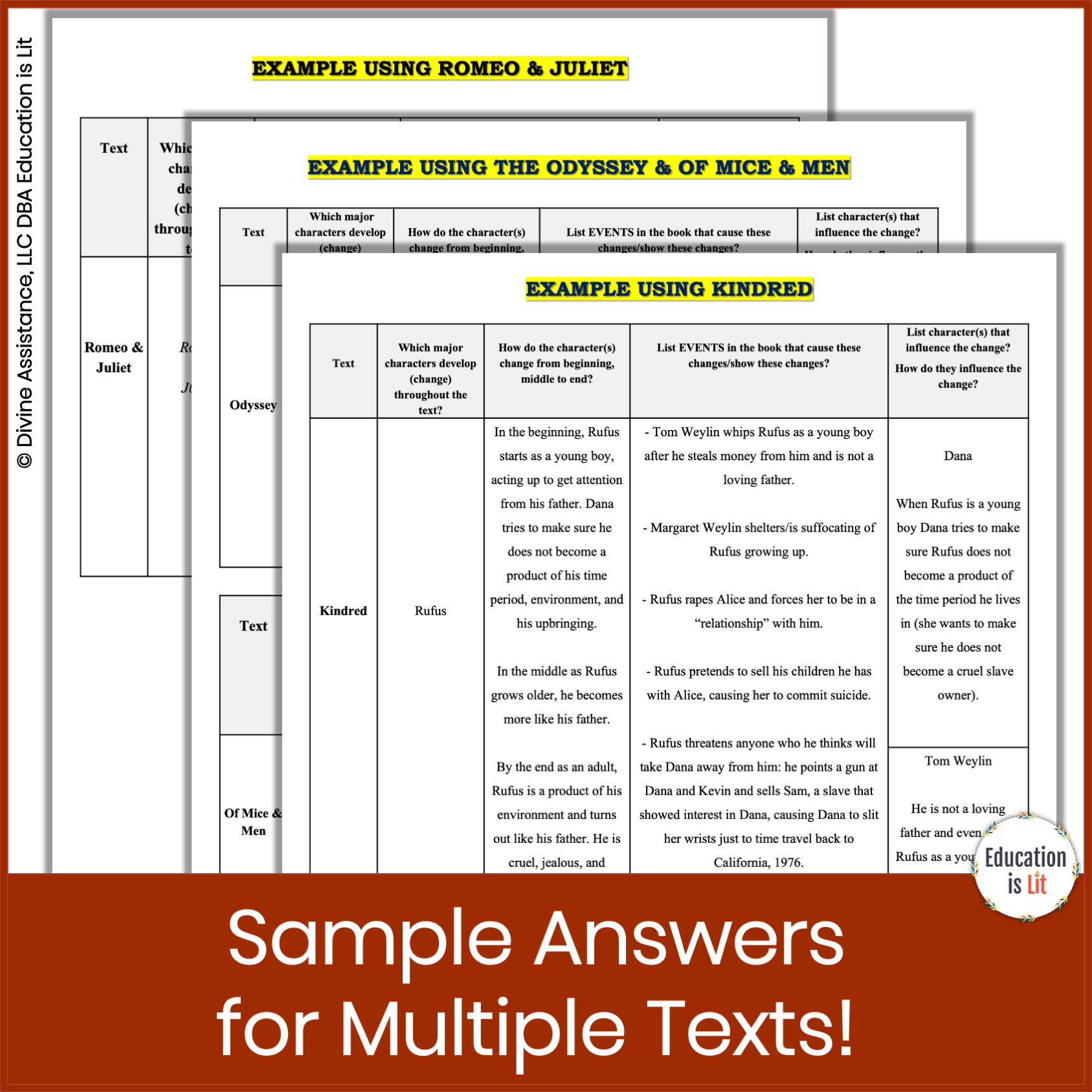To Kill a Mockingbird Character Analysis Worksheets