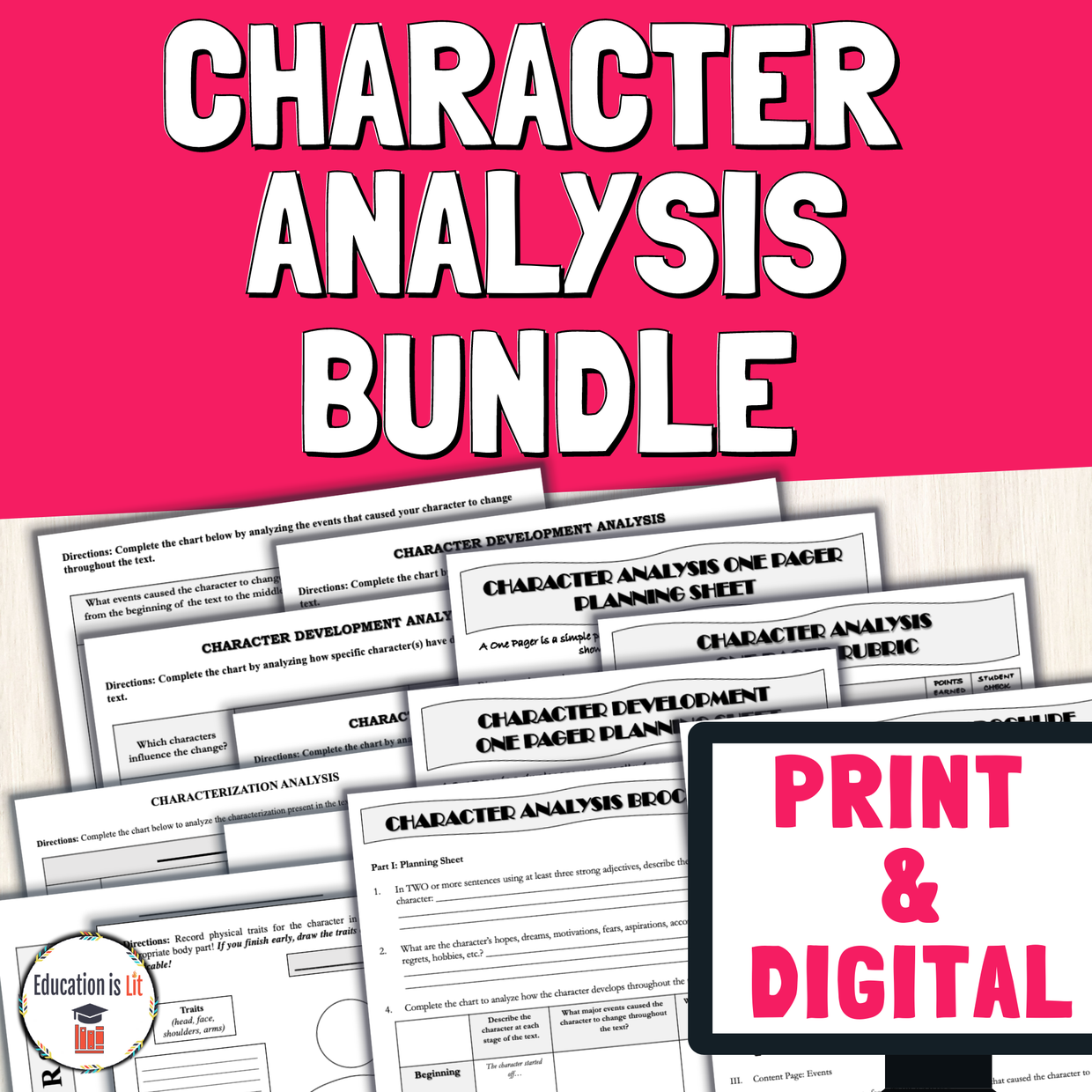 Bundle of Worksheets & Activities for Character Analysis